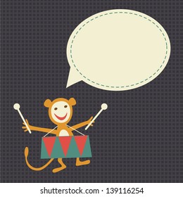 Vector Illustration Cartoon Monkey Speech Bubble Stock Vector (Royalty ...