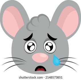 Vector Illustration Cartoon Mouse Face Sad Stock Vector (Royalty Free ...