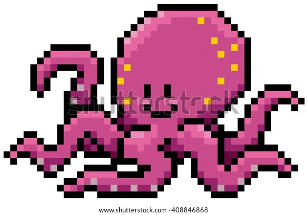 Vector Illustration Cartoon Octopus Pixel Design Stock Vector (Royalty ...