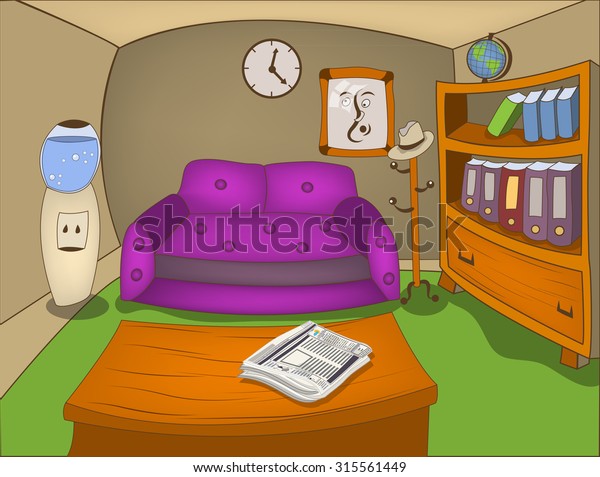 Vector Illustration Cartoon Office Waiting Room Stock Vector (Royalty ...