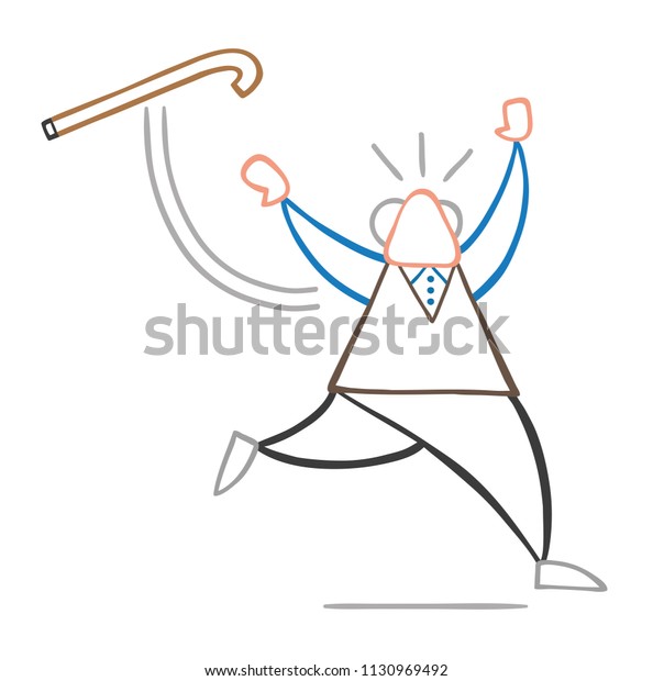 Vector Illustration Cartoon Old Man Throwing Stock Vector (Royalty Free ...