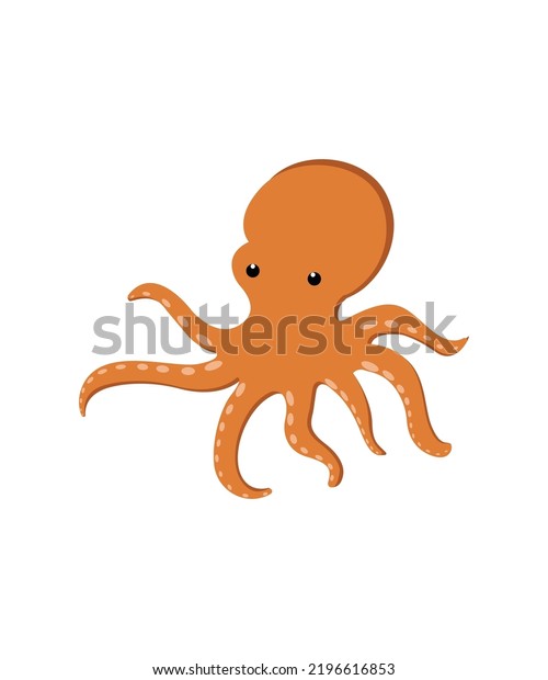 Vector Illustration Cartoon Orange Octopus Isolated Stock Vector ...