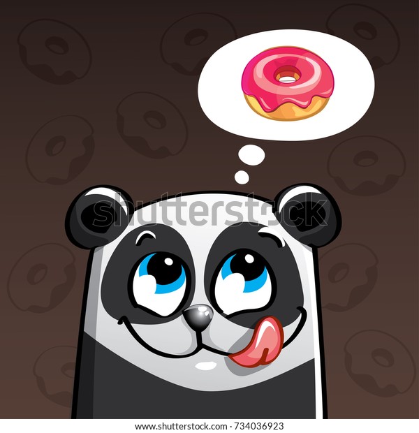 Vector Illustration Cartoon Panda Donut Stock Vector (Royalty Free ...