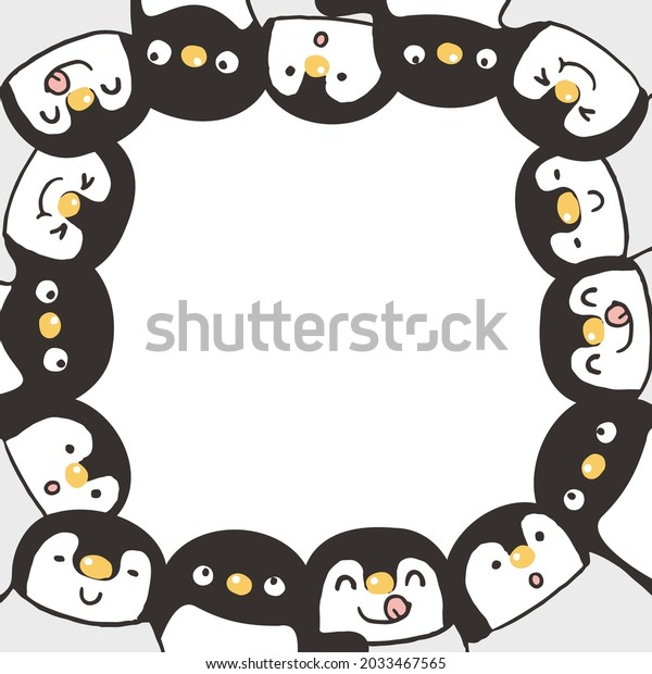 Vector Illustration Cartoon Penguin Frame On Stock Vector (Royalty Free ...