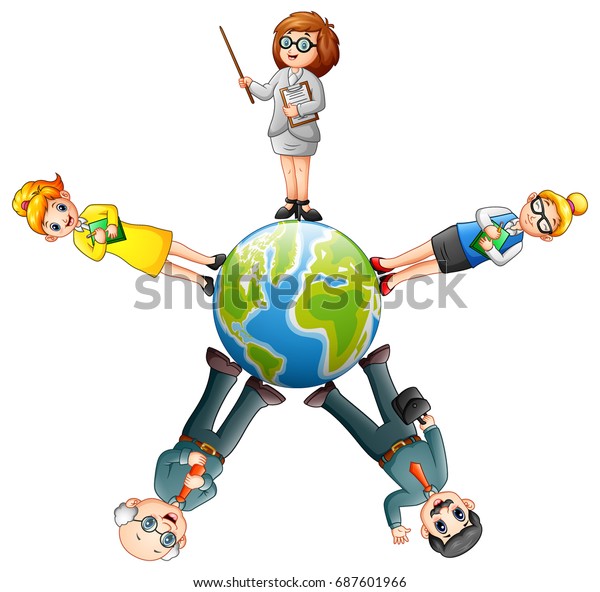 Vector Illustration Cartoon People Standing Around: vector de stock ...