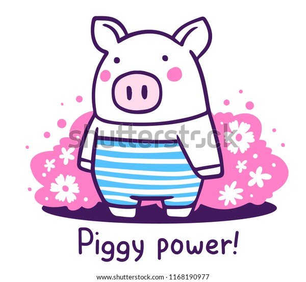 Vector Illustration Cartoon Pig Blue Striped Stock Vector (Royalty Free ...