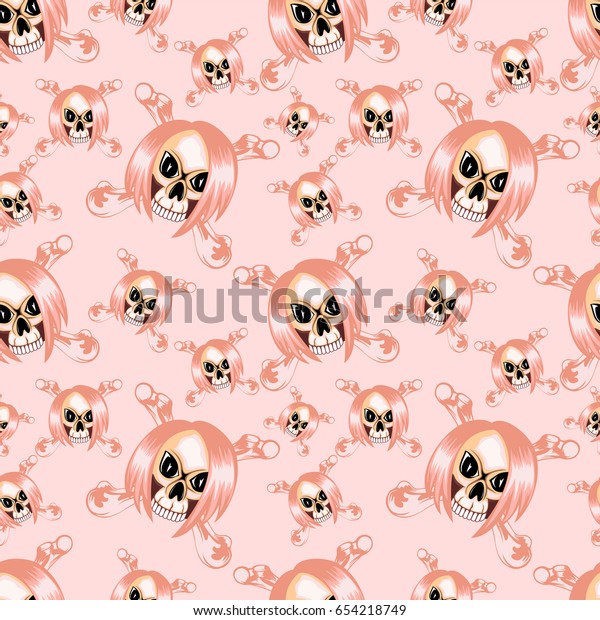 Vector Illustration Cartoon Pink Emo Girl Stock Vector (Royalty Free ...