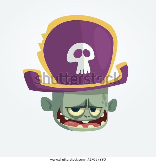 Vector Illustration Cartoon Pirate Zombie Head Stock Vector (Royalty ...