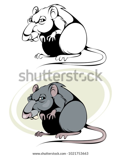 Vector Illustration Cartoon Rat On White Stock Vector (Royalty Free ...