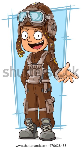 Vector Illustration Cartoon Retro Pilot Leather Stock Vector (Royalty ...