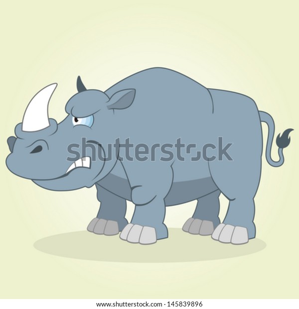 Vector Illustration Cartoon Rhino Stock Vector (Royalty Free) 145839896 ...