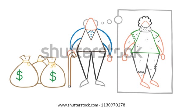 Vector Illustration Cartoon Rich Old Man Stock Vector (Royalty Free ...