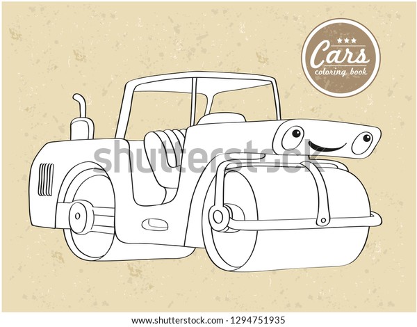 Vector Illustration Cartoon Road Roller Coloring Stock Vector (Royalty ...