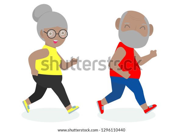 Vector Illustration Cartoon Running Old Woman Stock Vector (Royalty ...