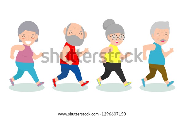 Vector Illustration Cartoon Running Old Woman Stock Vector (Royalty ...