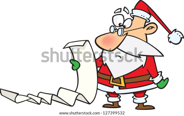 Vector Illustration Cartoon Santa Claus Reading Stock Vector (Royalty ...