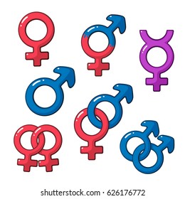 Vector Illustration Cartoon Set Gender Symbols Stock Vector (Royalty ...