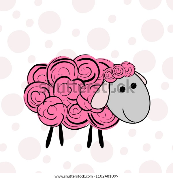 Vector Illustration Cartoon Sheep Prints Textiles Stock Vector (Royalty ...