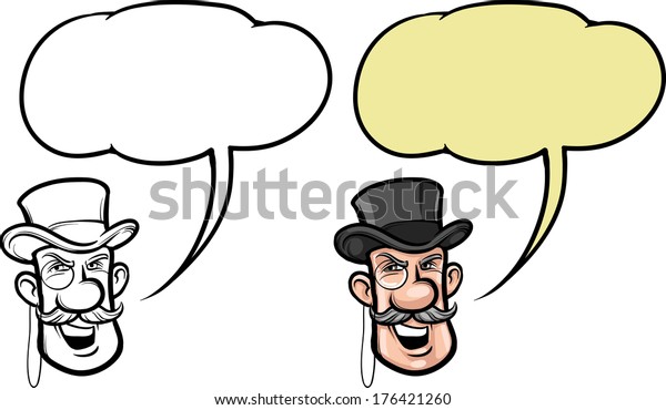Vector Illustration Cartoon Smiling Gentleman Face Stock Vector ...