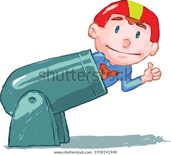 Vector Illustration Cartoon Style Child Cannon Stock Vector (Royalty ...