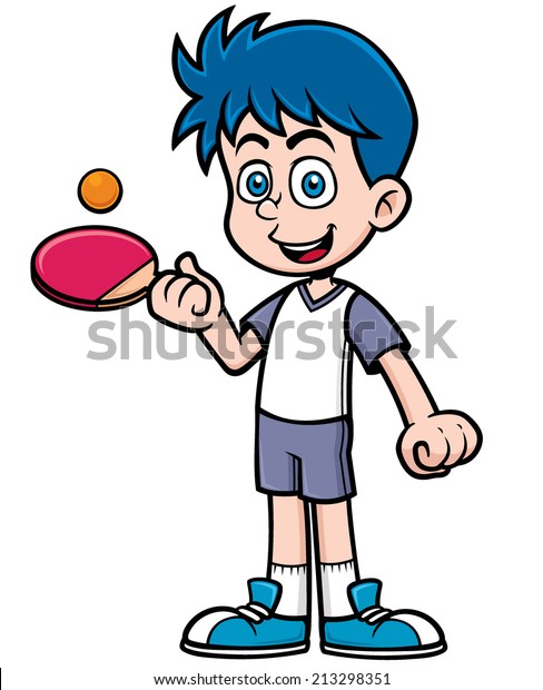 Vector Illustration Cartoon Table Tennis Player เวกเตอร์สต็อก (ปลอดค่า ...