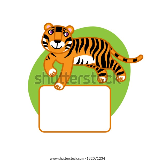 Vector Illustration Cartoon Tiger Place Your: vector de stock (libre de ...