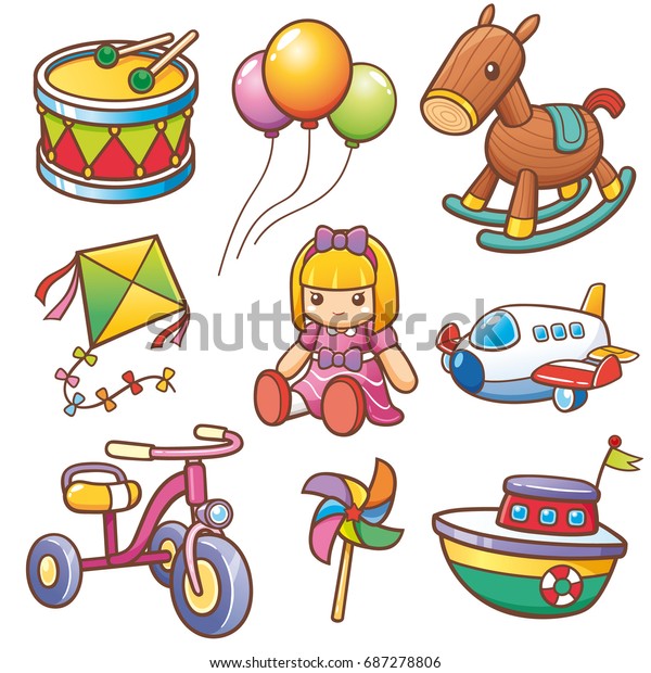 Vector Illustration Cartoon Toys Set Stock Vector (Royalty Free) 687278806