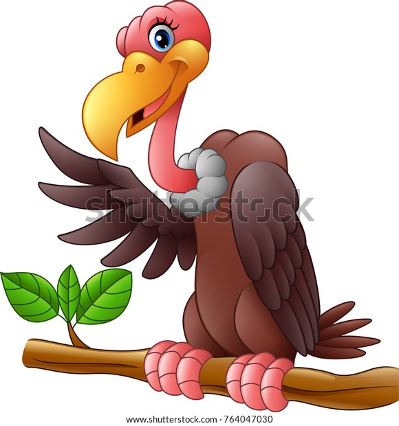 Vector Illustration Cartoon Vulture On Tree Stock Vector (Royalty Free ...