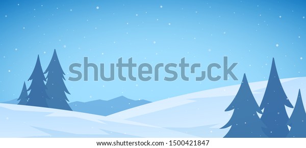 Vector Illustration Cartoon Winter Snowy Mountains Stock Vector ...