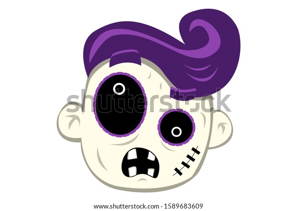 Vector Illustration Cartoon Zombie Face Isolated Stock Vector (Royalty ...