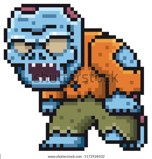 Vector Illustration Cartoon Zombie Pixel Design Stock Vector (Royalty ...