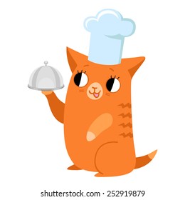 Vector Illustration Cat Cook Cartoon Style Stock Vector (Royalty Free ...
