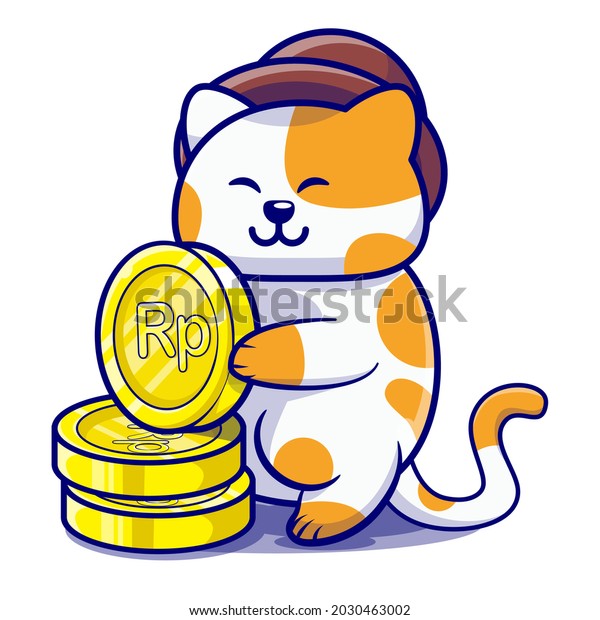 Vector Illustration Cat Gold Coins Southeast Stock Vector (Royalty Free ...