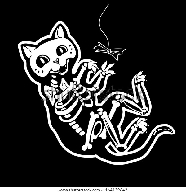 Vector Illustration Cat Skeleton Halloween Stock Vector (Royalty Free ...