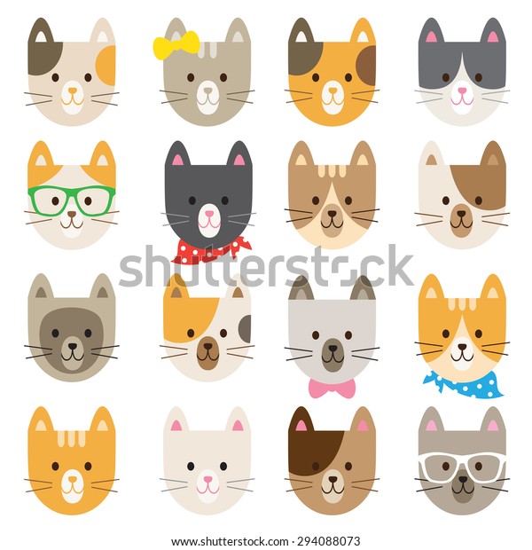 Vector Illustration Cats Different Colors Patterns Stock Vector ...