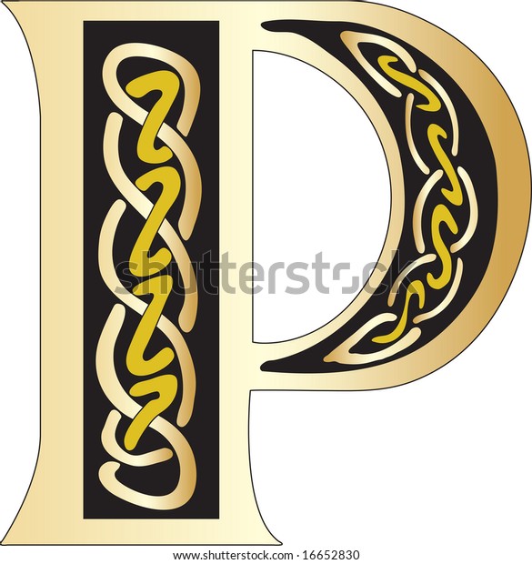 Vector Illustration Celtic Letter P: vector de stock (libre de regalías ...
