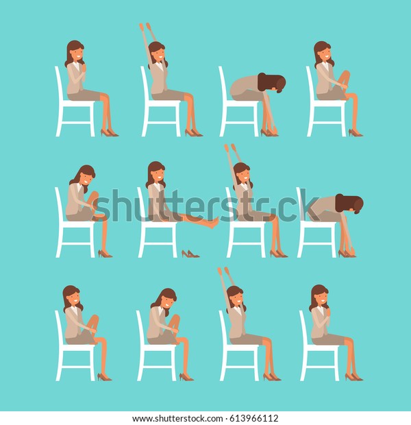Vector Illustration Chair Sun Salutation Positions Stock Vector ...