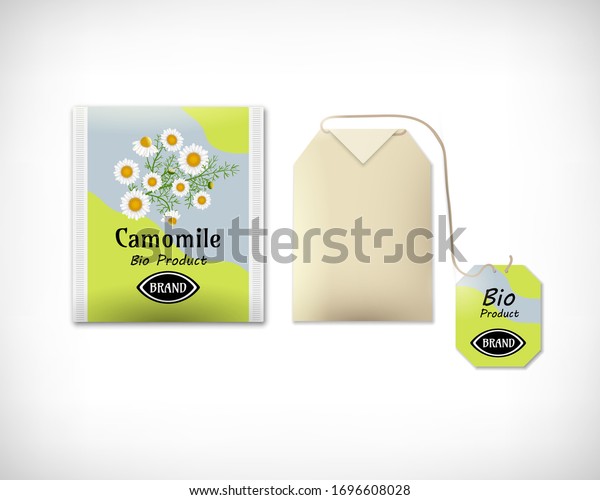 Vector Illustration Chamomile Tea Bag Label Stock Vector (Royalty Free ...