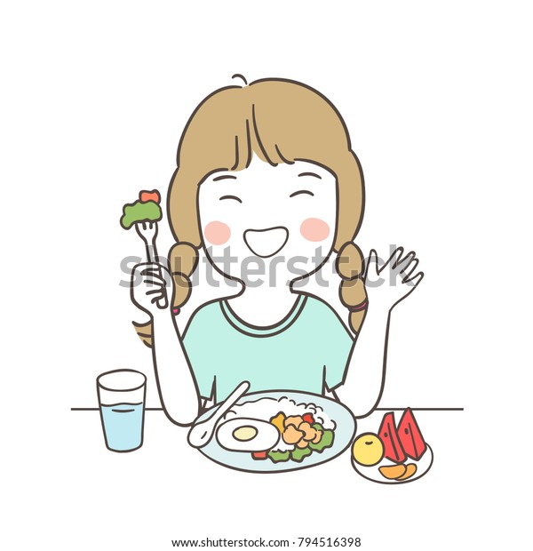Vector Illustration Character Design Happy Eatfive Stock Vector ...