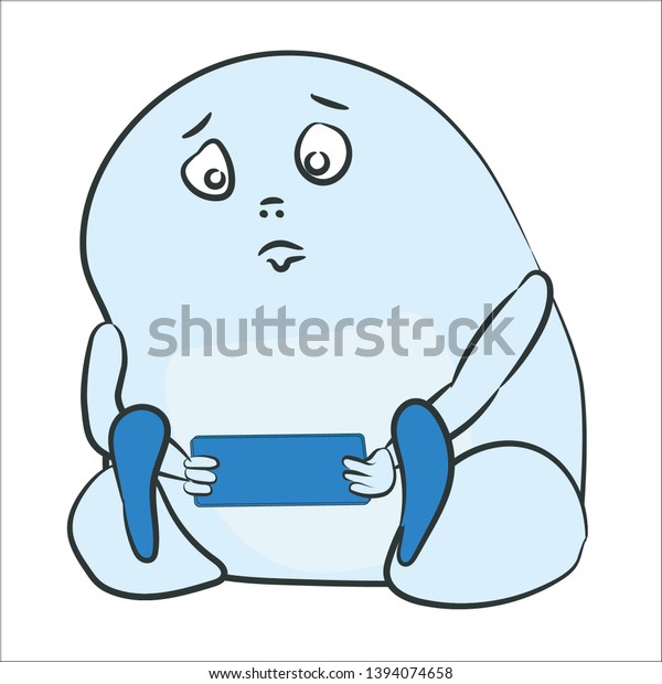 Vector Illustration Character Sad Tablet Stock Vector (Royalty Free ...