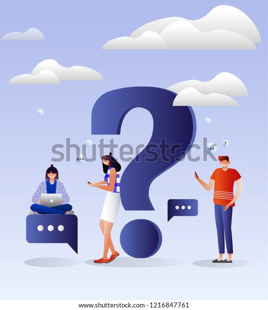 Vector illustration. Characters design. Frequently asked questions ...