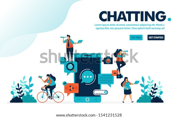 Vector Illustration Chat Apps People Chatting Stock Vector (Royalty ...