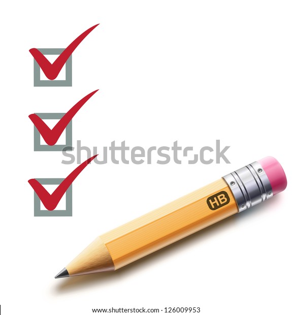 Vector Illustration Checklist Detailed Pencil Checking Stock Vector ...