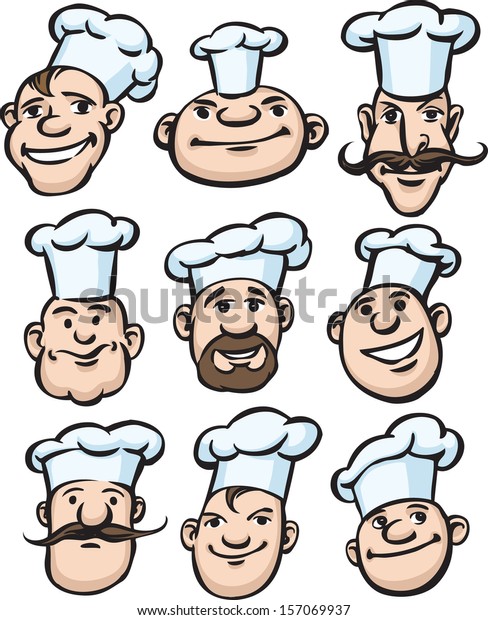 Vector Illustration Chef Cooks Cartoon Faces Stock Vector (Royalty Free ...