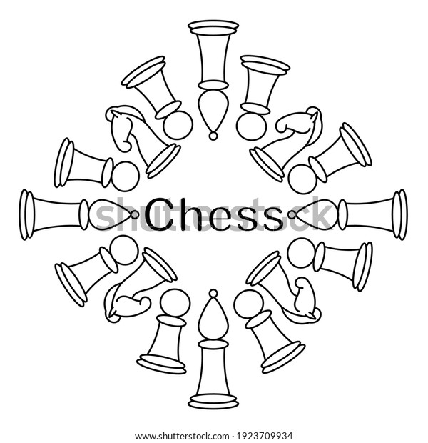 Vector Illustration Chess Pieces Coloring Pages Stock Vector (Royalty ...