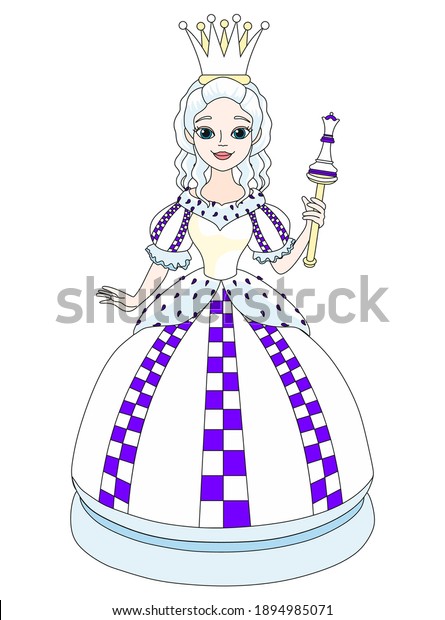 Vector Illustration Chess White Queen Stock Vector (Royalty Free ...