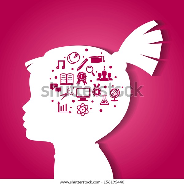 Vector Illustration Child Head Education Icons Stock Vector (Royalty ...