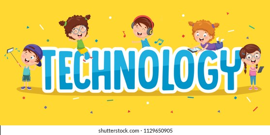 Vector Illustration Children Technology Stock Vector (Royalty Free ...