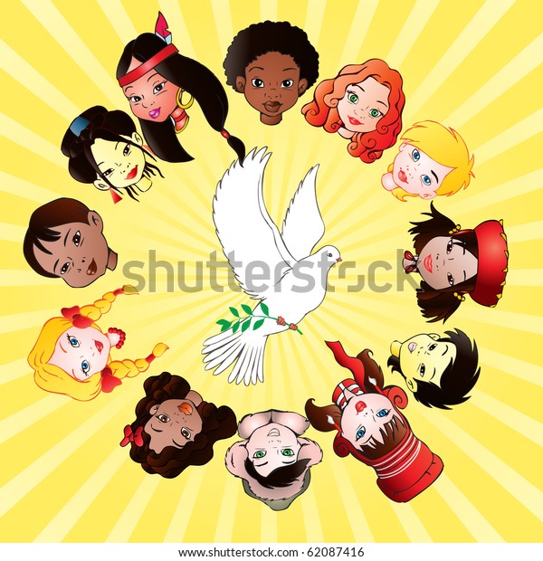 Vector Illustration Children World Cartoon Concept 스톡 벡터(로열티 프리 ...