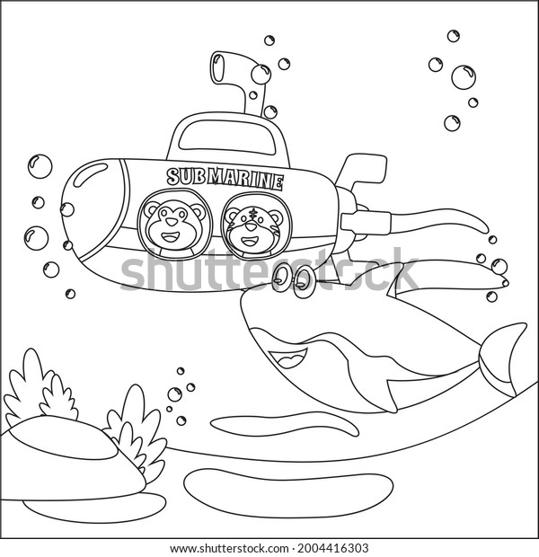 Vector Illustration Childrens Design Submarine Cute Stock Vector ...